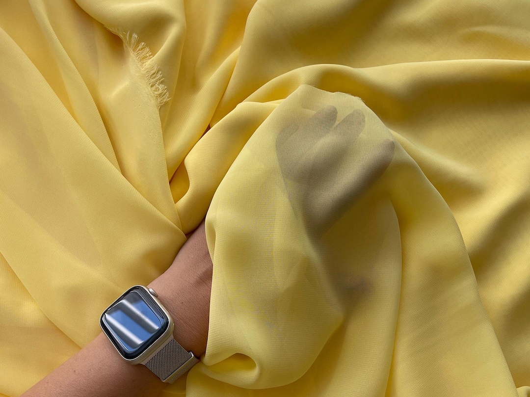 Yellow Chiffon Fabric by the Yard, Yellow Bridal Fabric Sheer Chiffon ...