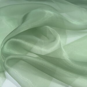 Sage Crystal Organza Fabric by the Yard, Shinny Green Organza Material ...