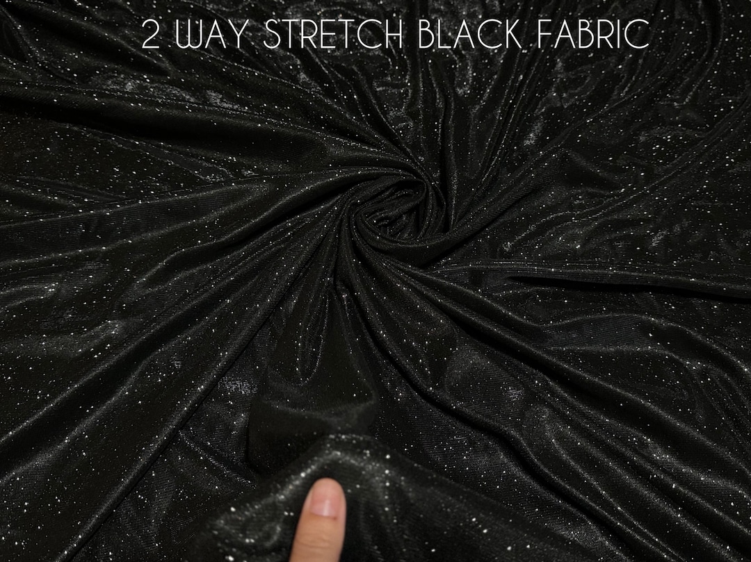 Black Shimmer Lurex Knit Fabric by Yard Luxury Sparkle Fabric Spandex ...