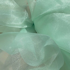 Mint Crystal Organza Fabric by the Yard, Green Organza, Light Green ...