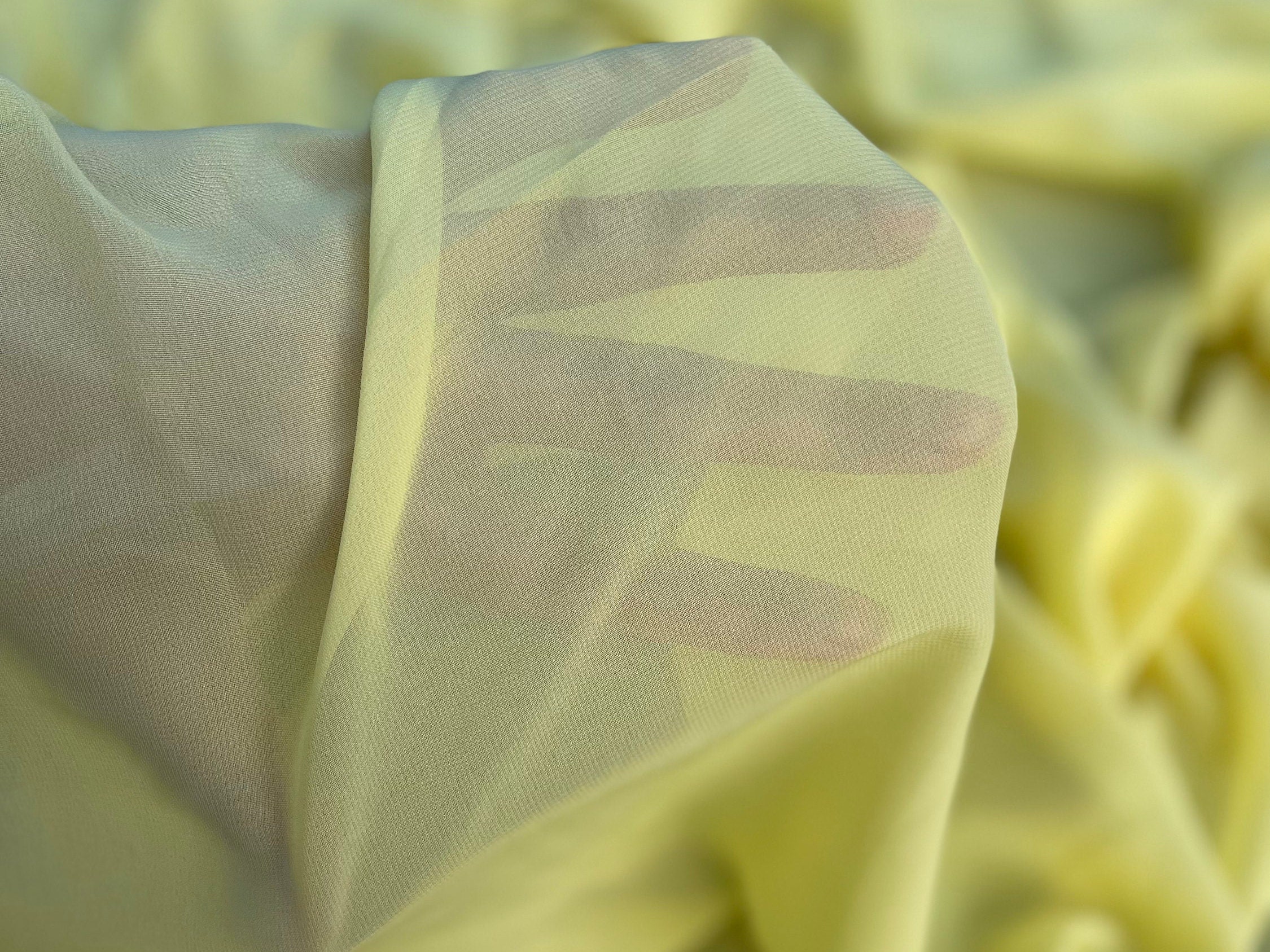 Yellow Chiffon Fabric by the Yard, Yellow Bridal Fabric Sheer Chiffon ...