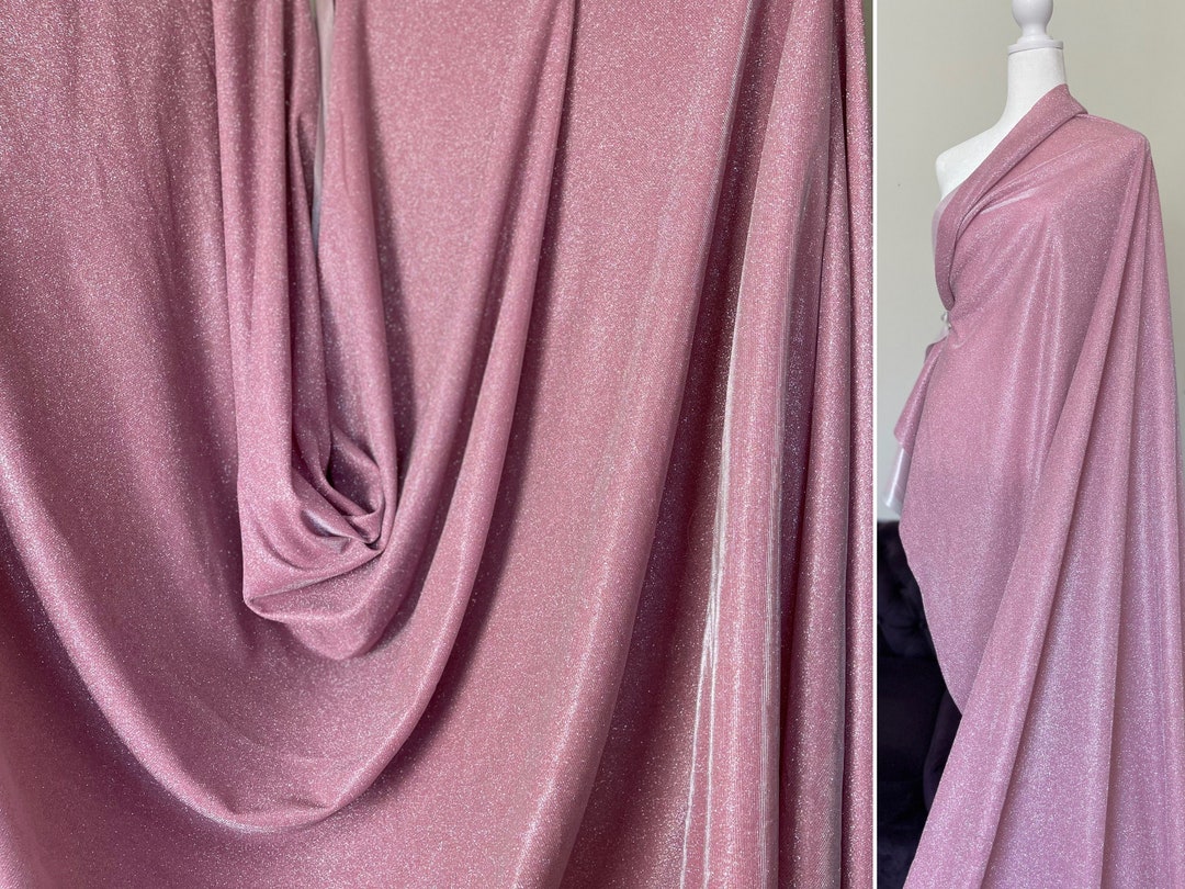 Sparkling Blush Pink Lurex Glitter Fabric by the Yard Metallic Dusty ...