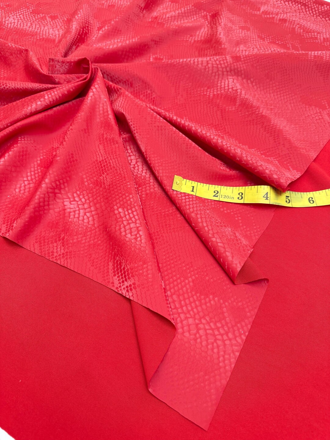 Red Snake Embossed Faux Leather Fabric, Stretch Snake Skin by the Yard ...