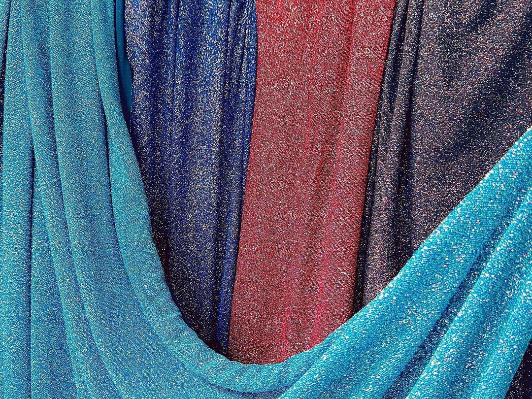 4 Way Stretch Multi Colored Glitter Spandex for Dressmaking Sparkly ...