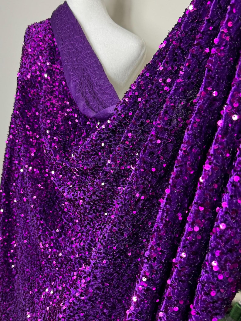 Purple Sequin Stretch Velvet Fabric by Yard, Sparkly Violet Sequined ...