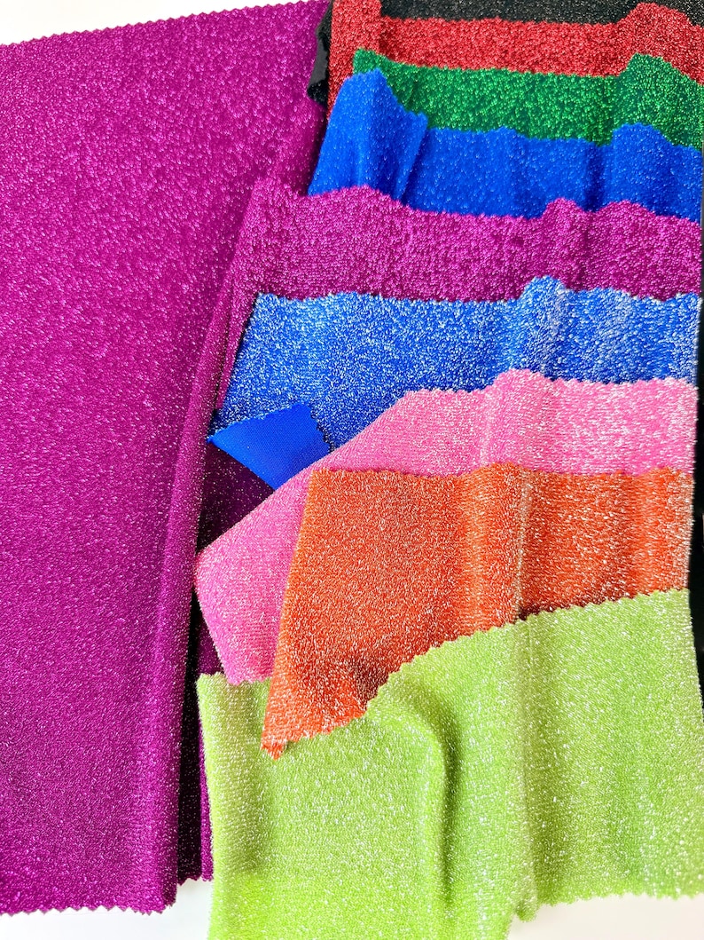 Metallic Lurex Spandex Fabric by Yard, Shimmer 4 Way Stretch Material ...