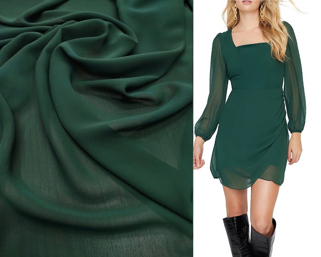 Green Chiffon Fabric by the Yard Hunter Green Affordable Fabrics Bridal ...