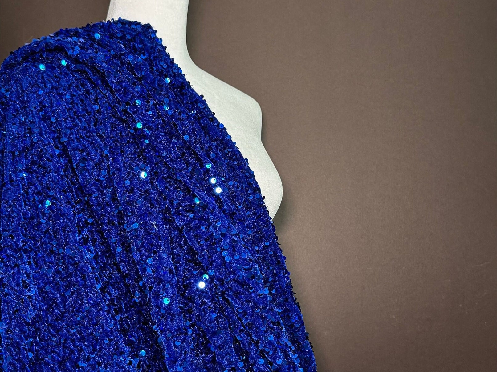 Royal Blue Sequin on Stretch Velvet, Fabric by the Yard, Sparkle ...