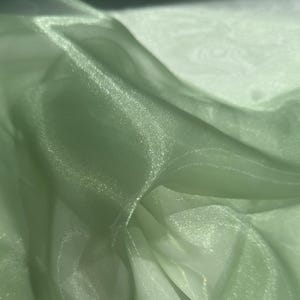 Sage Crystal Organza Fabric by the Yard, Shinny Green Organza Material ...