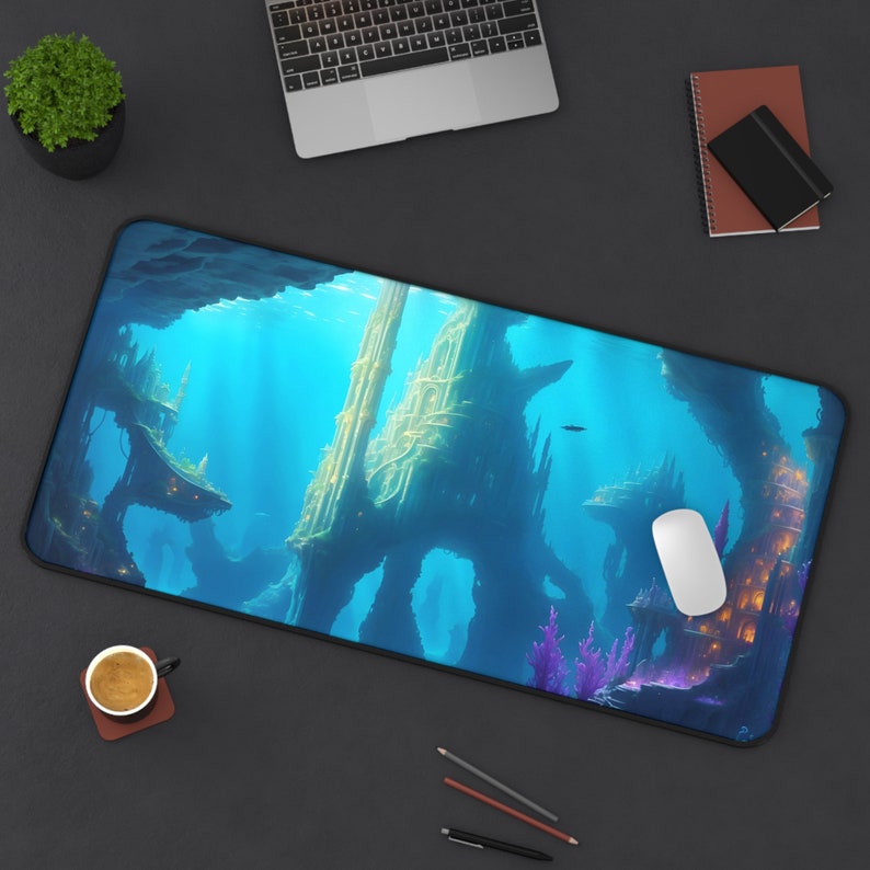 Underwater Desk Mat Mouse Pad Atlantis, Ancient, Futuristic, Home ...