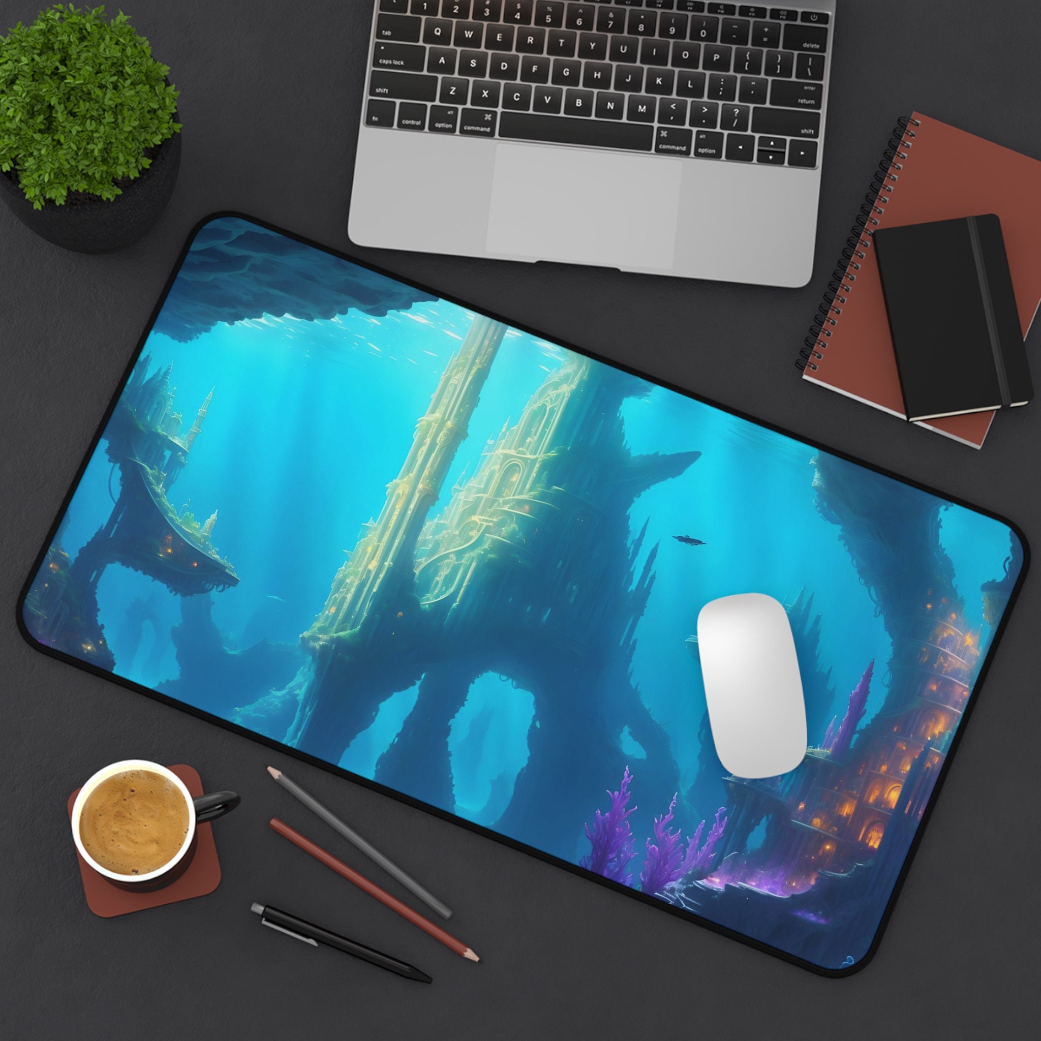 Underwater Desk Mat Mouse Pad Atlantis, Ancient, Futuristic, Home ...