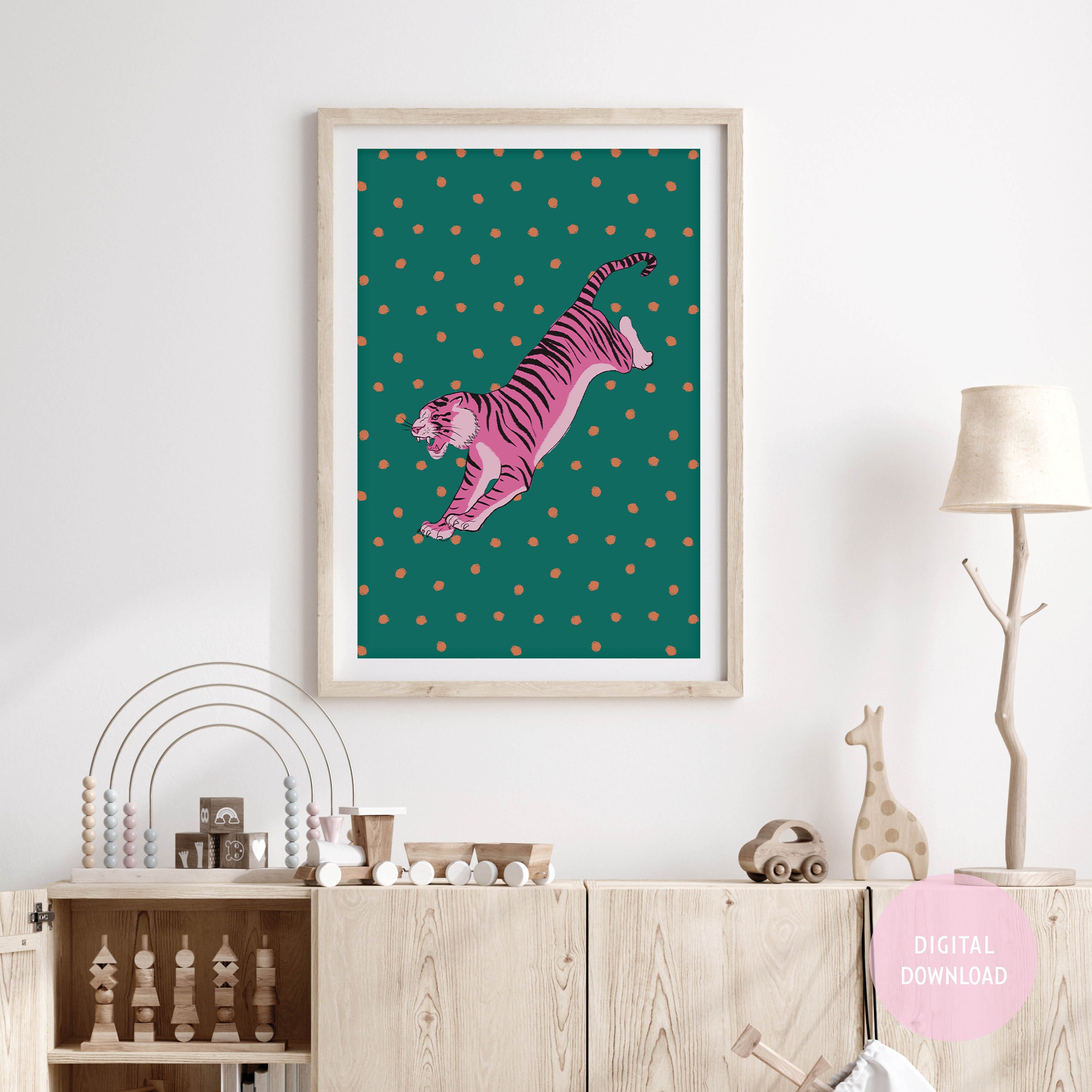 Pink Tiger Illustration Downloadable Art | Fun, Funky, Bold, Unique ...