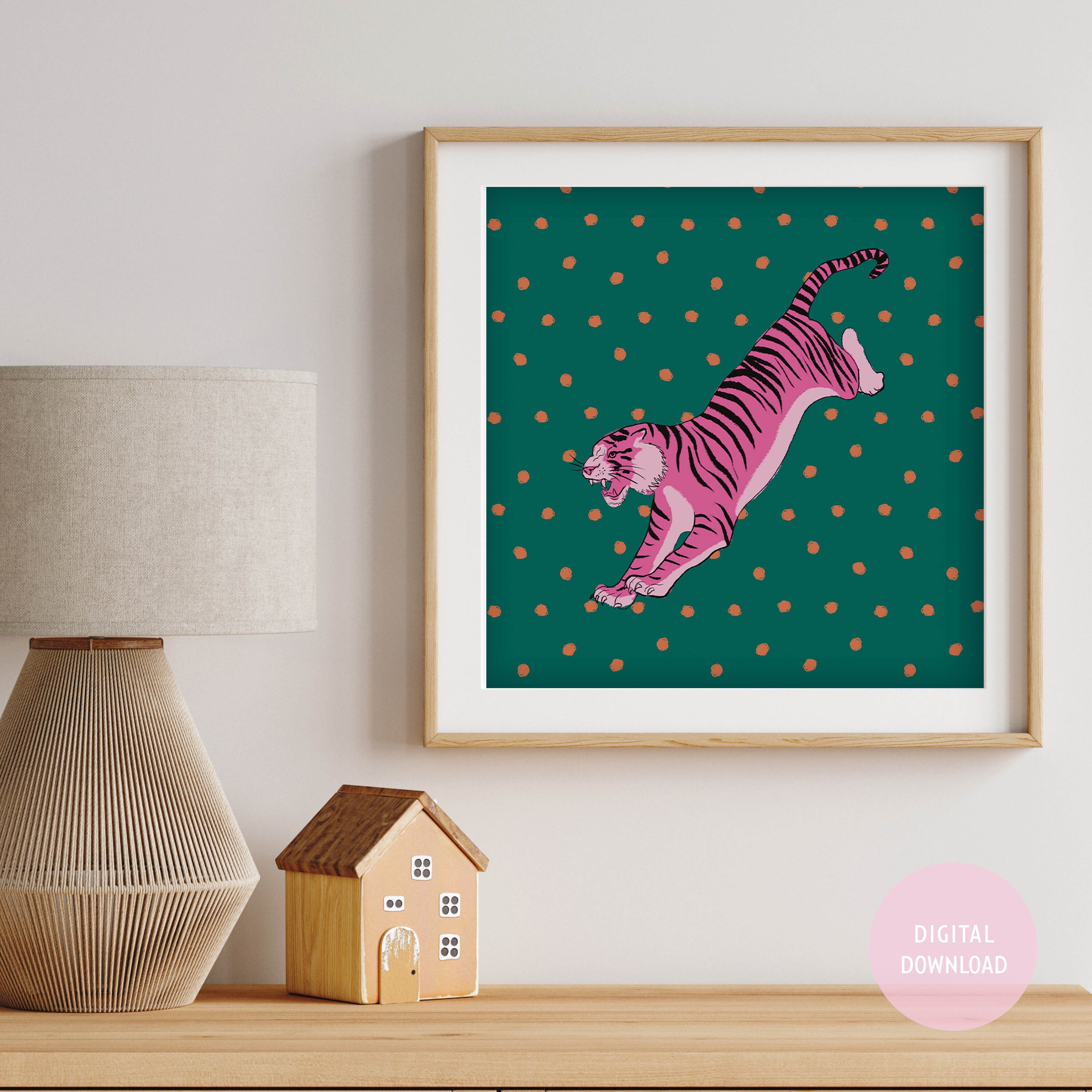 Pink Tiger Illustration Downloadable Art | Fun, Funky, Bold, Unique ...