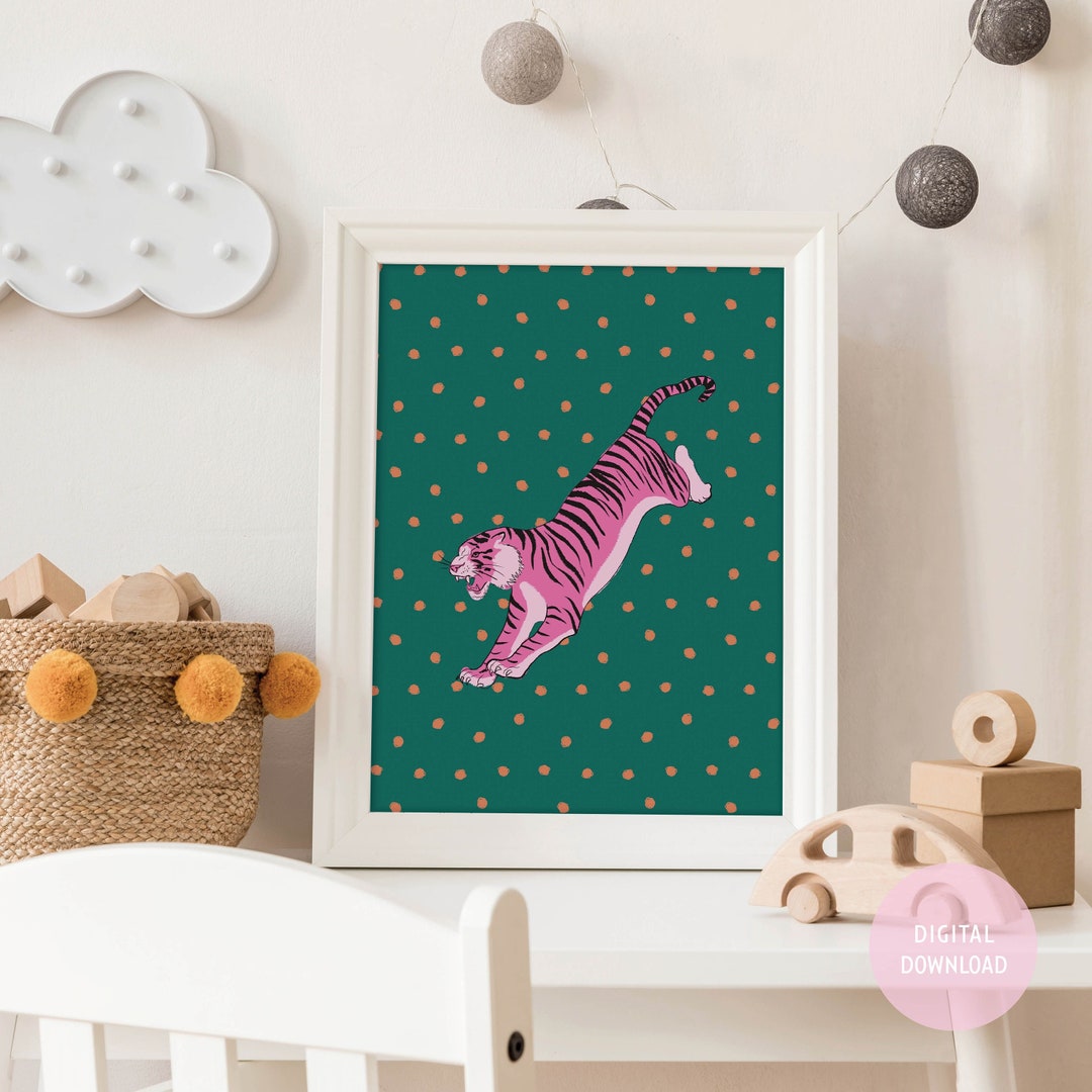 Pink Tiger Illustration Downloadable Art | Fun, Funky, Bold, Unique ...