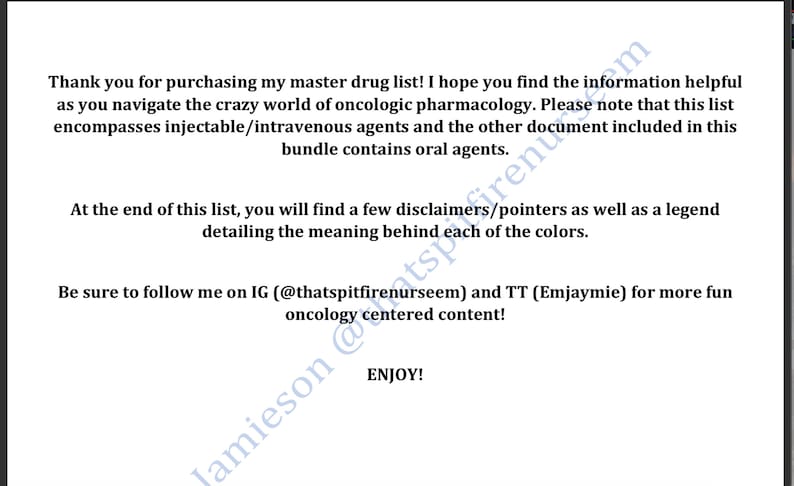 Master Antineoplastic Drug List (oral and IV) - Etsy