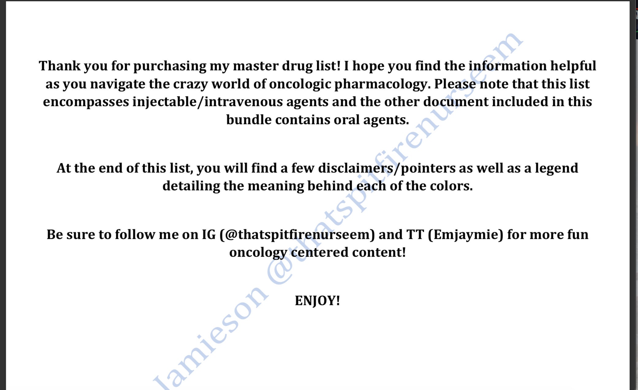 Master Antineoplastic Drug List (oral and IV) - Etsy