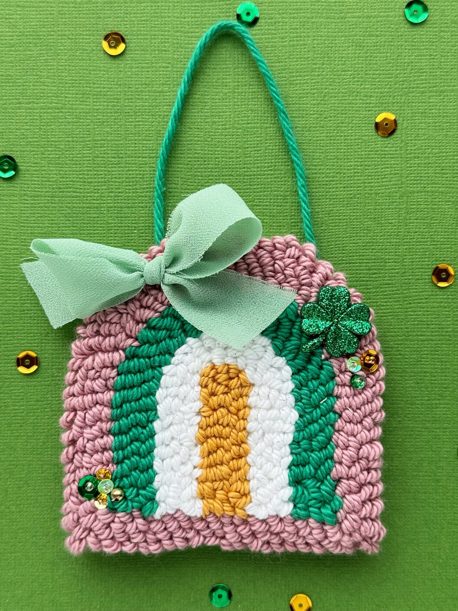 Lucky Rainbow Wall Hanging/punch Needle Rainbow/shamrock/pretty Rainbow ...