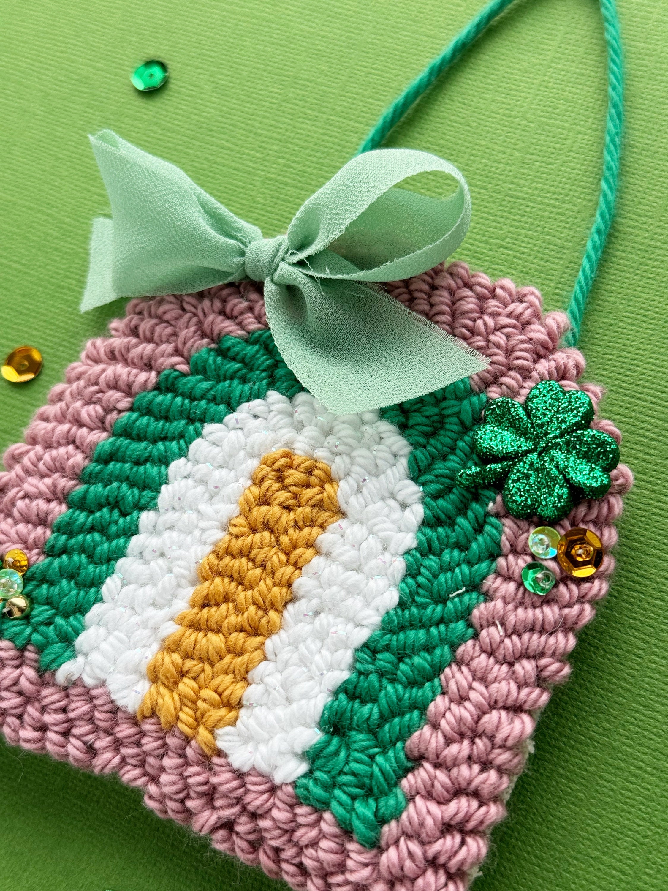 Lucky Rainbow Wall Hanging/punch Needle Rainbow/shamrock/pretty Rainbow ...