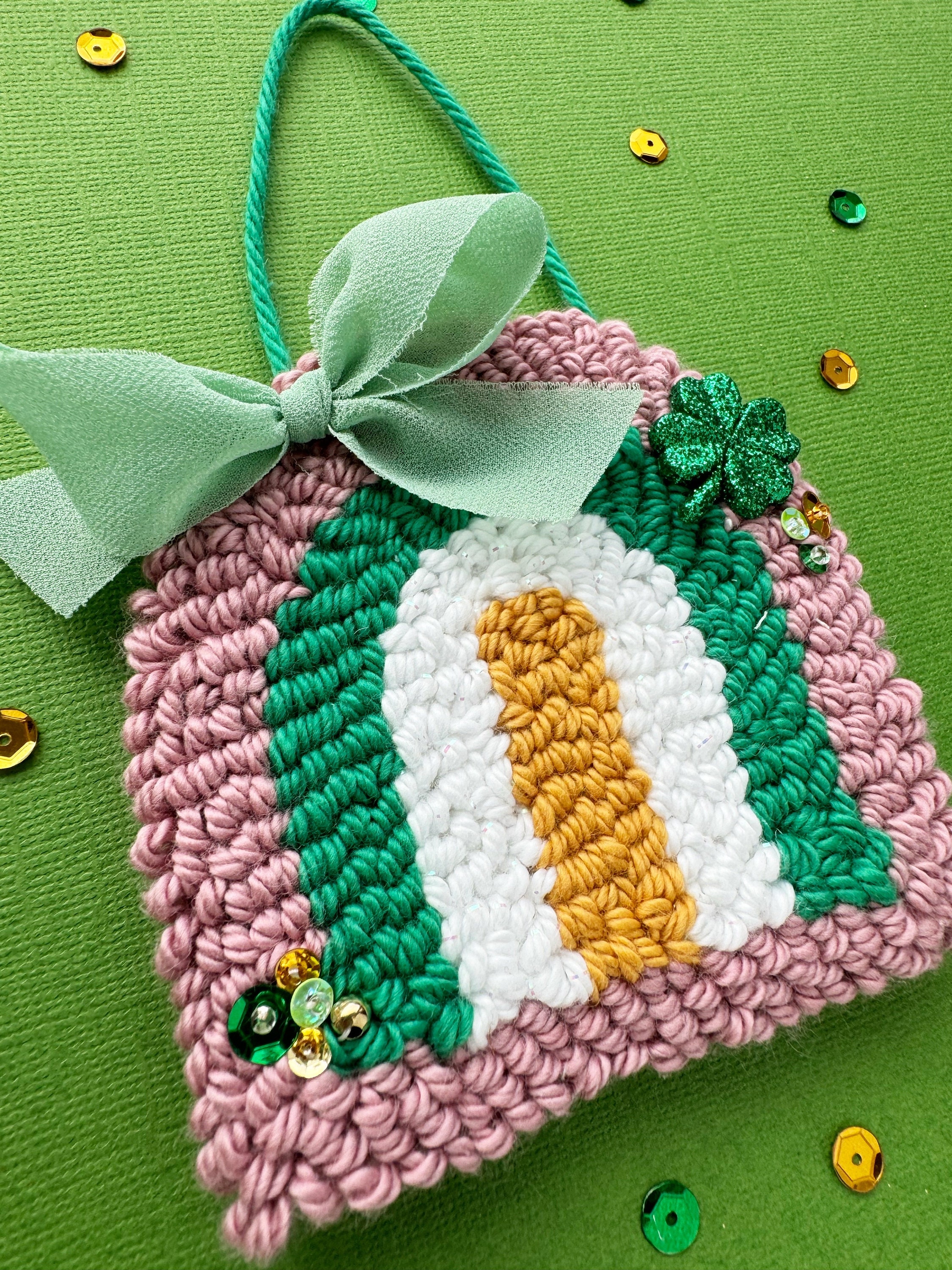 Lucky Rainbow Wall Hanging/punch Needle Rainbow/shamrock/pretty Rainbow ...