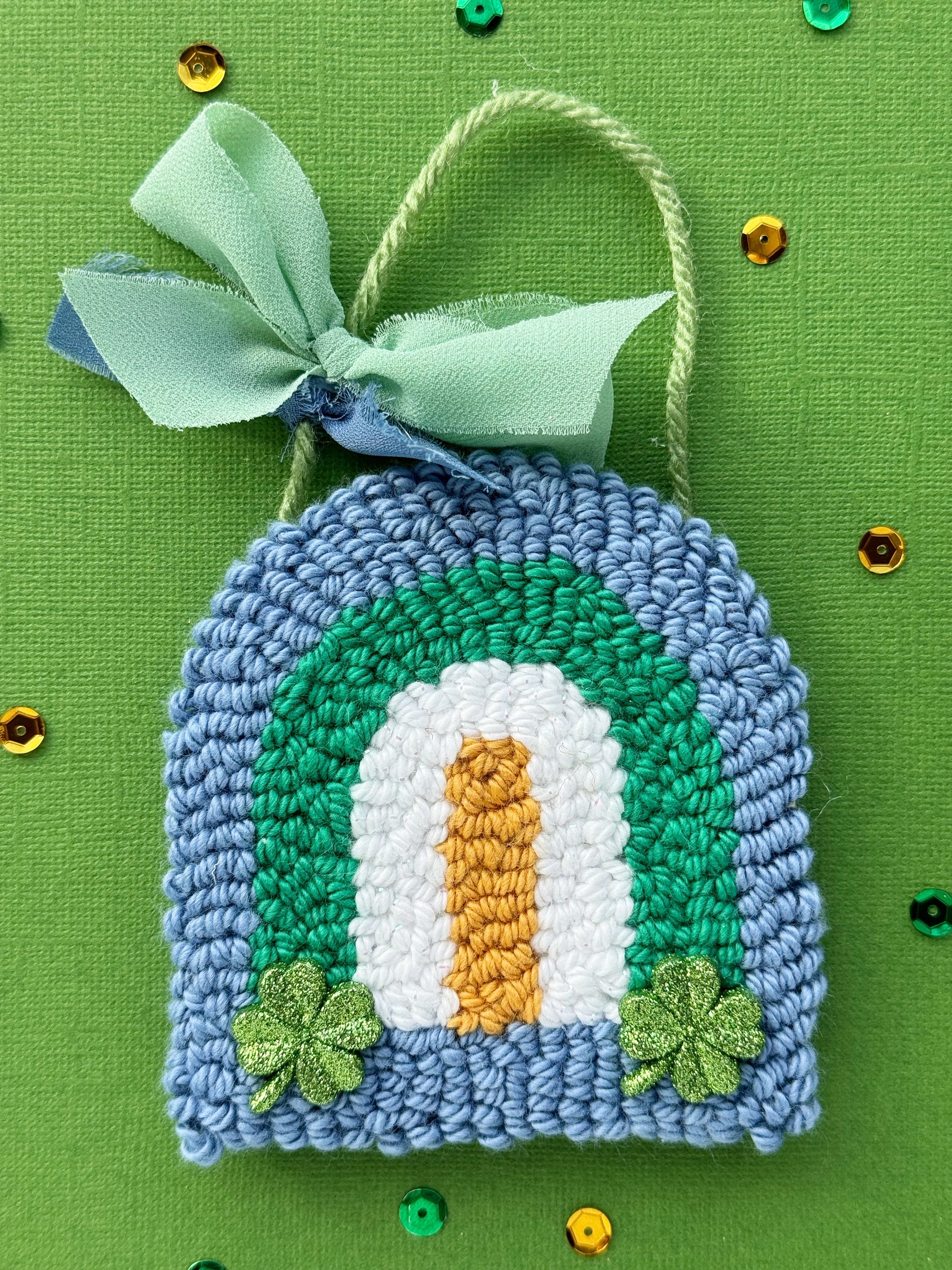 Lucky Rainbow Wall Hanging/punch Needle Rainbow/shamrock/pretty Rainbow ...