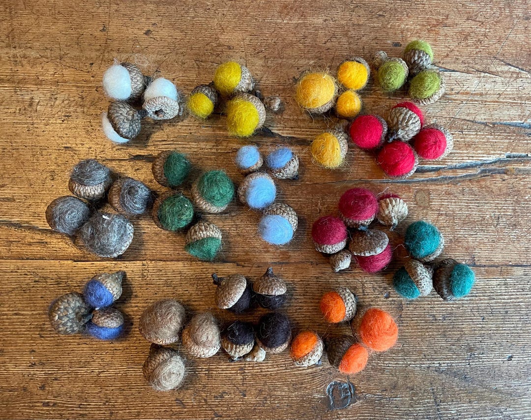 Felted Acorns With Natural Caps: Custom Colors, Set of 13 - Etsy