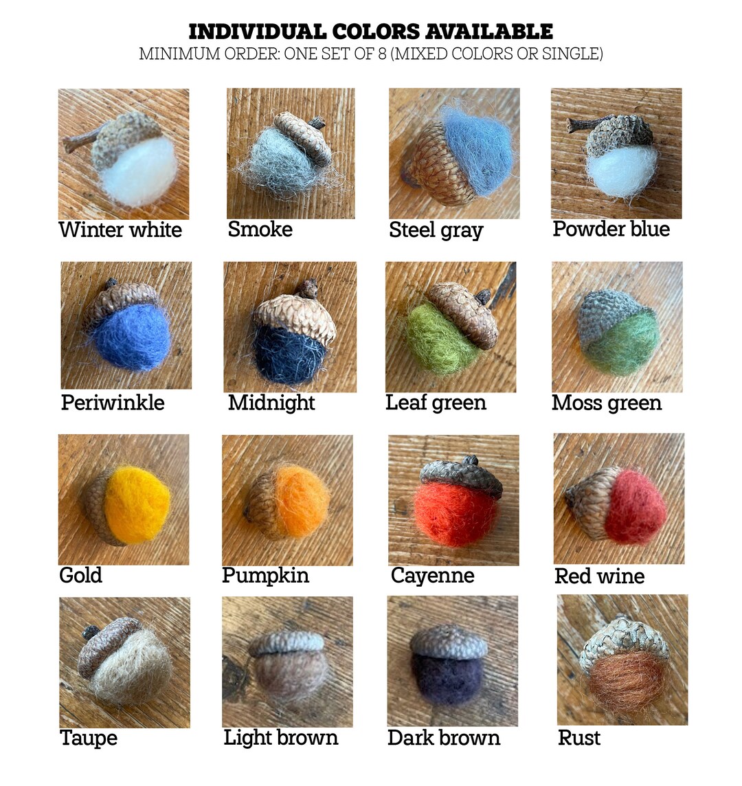 Felted Wool Acorns in Custom Colors minimum Order of 8 - Etsy