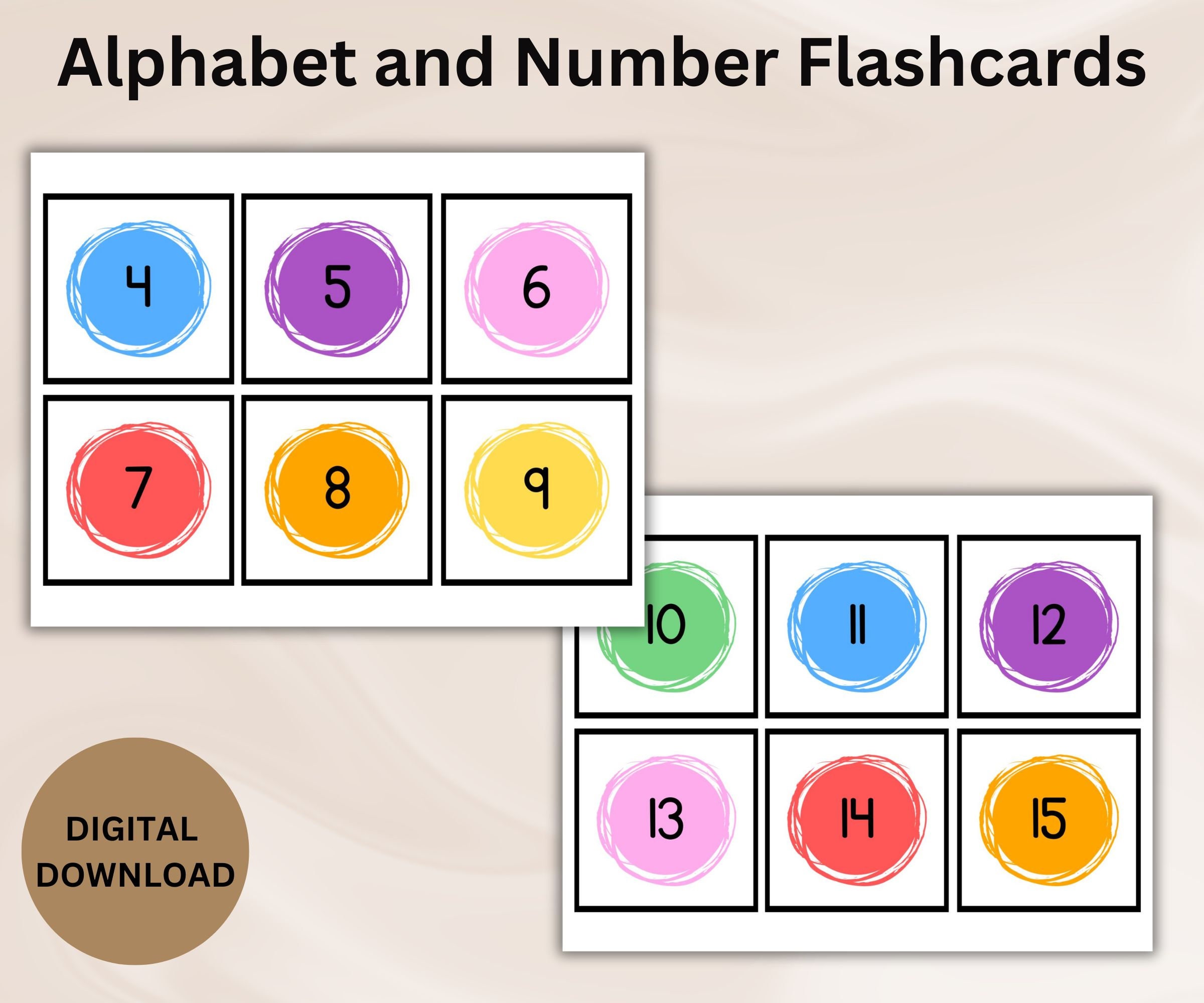 Printable Alphabet & Number Flashcards for Toddlers (digital Download ...