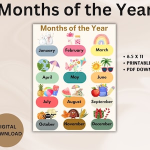 Months and Seasons Printable: Montessori Classroom Decor (digital Files ...