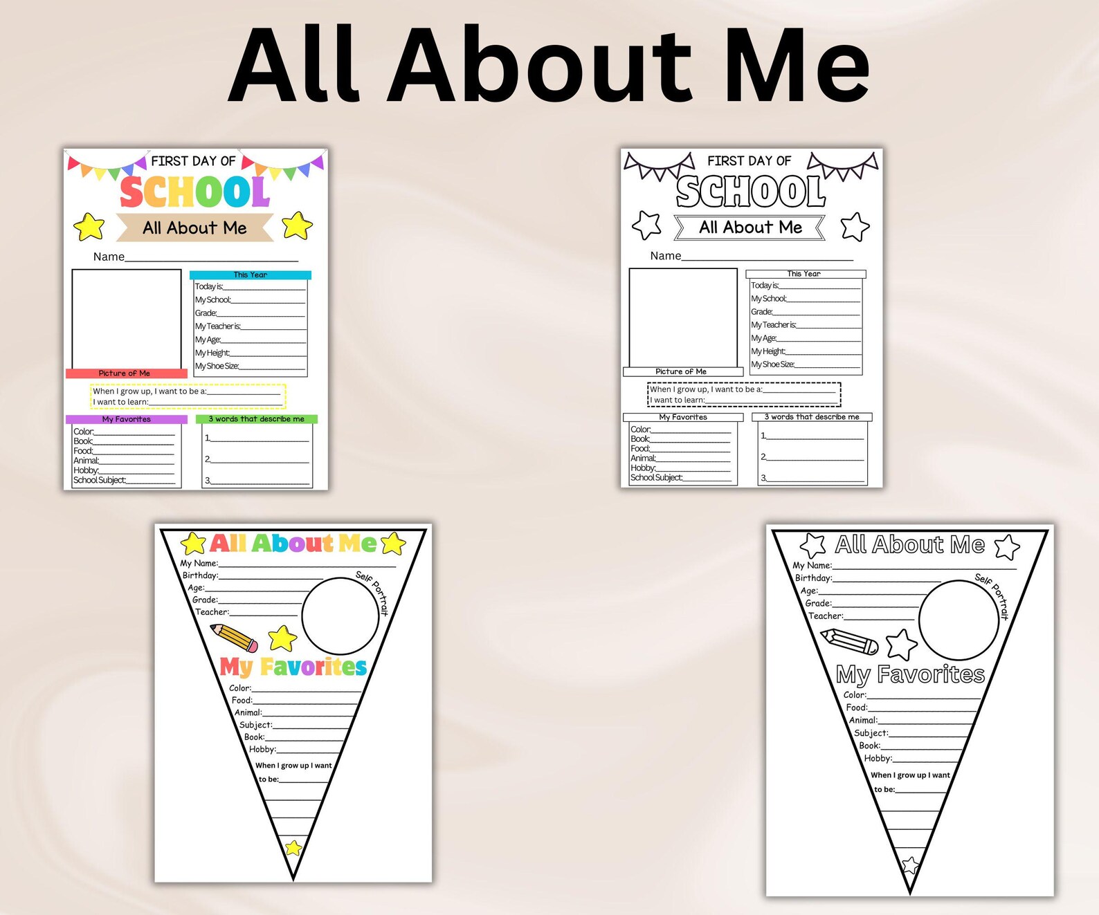 All About Me Banner: First Day of School Activity (printable) - Etsy