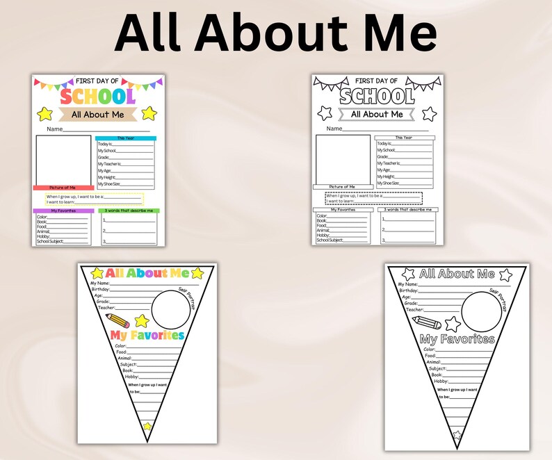 All About Me Banner: First Day of School Activity (printable) - Etsy