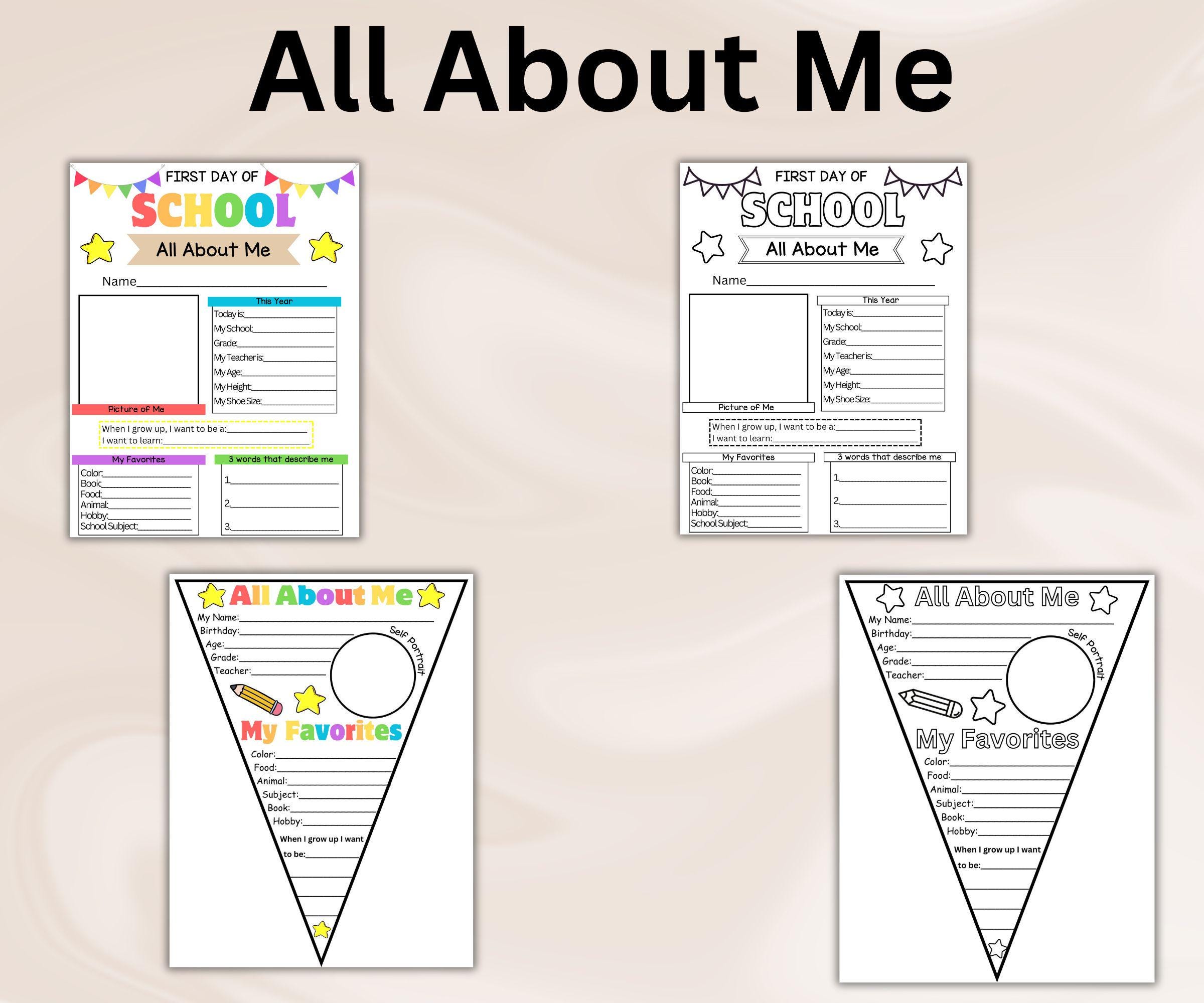 All About Me Banner: First Day of School Activity (printable) - Etsy