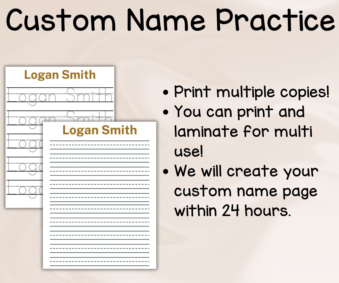 Customized Tracing Sheet Handwriting Practice Personalized Name Custom ...