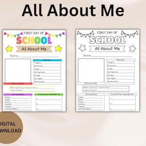 All About Me Banner: First Day of School Activity (printable) - Etsy