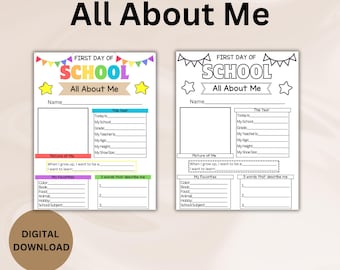 All About Me Banner First Day of School Printable Back to School ...