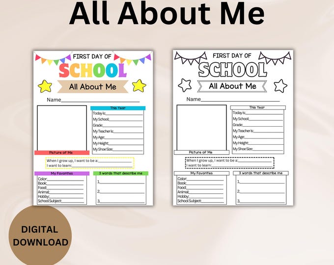 All About Me Banner First Day of School Printable Back to School ...