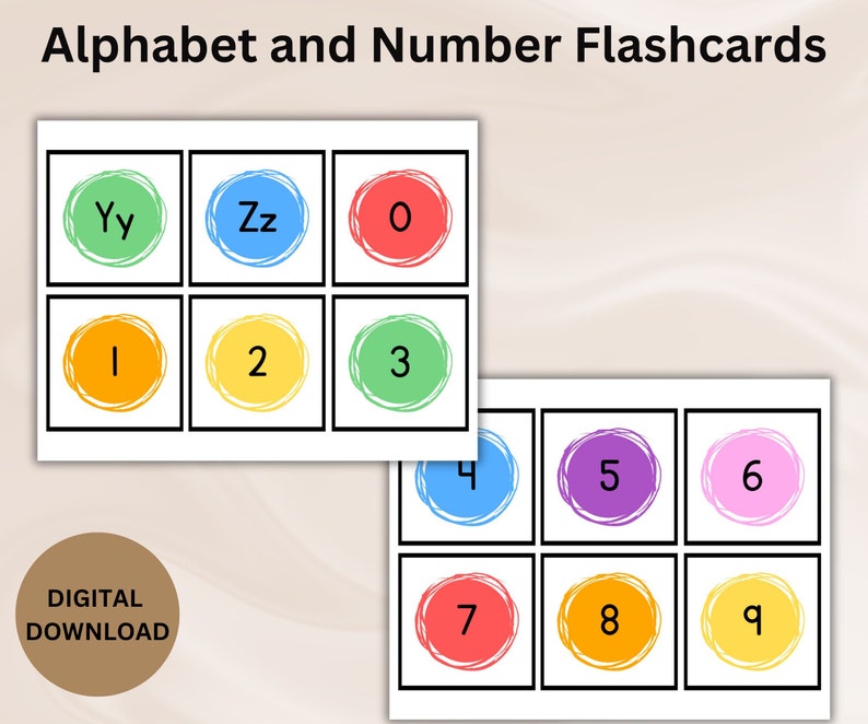 Printable Alphabet & Number Flashcards for Toddlers (digital Download ...