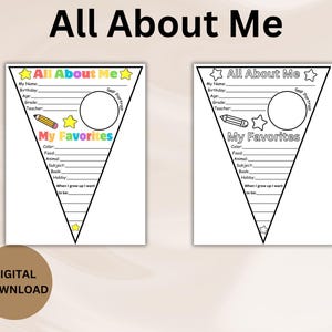 All About Me Banner Bundle First Day of School Printable Back to School ...