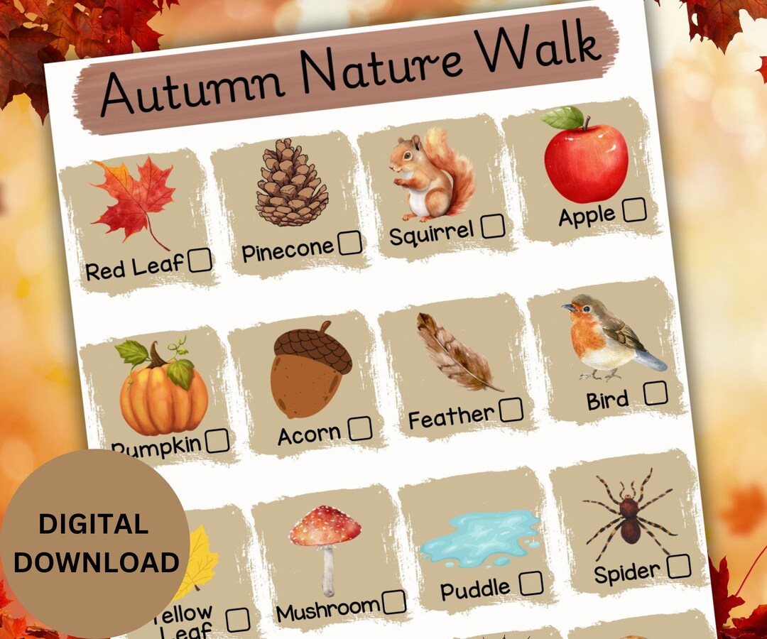 PRINTABLE Instant Download, Nature Walks, Checklist, Scavenger Hunt ...