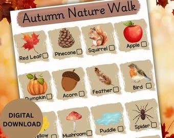Outdoor Fall Nature Scavenger Hunt, Seasons, Kids Outdoor Activity ...