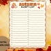 Fall Bucket List Printable: Autumn Activities Checklist (editable PDF ...