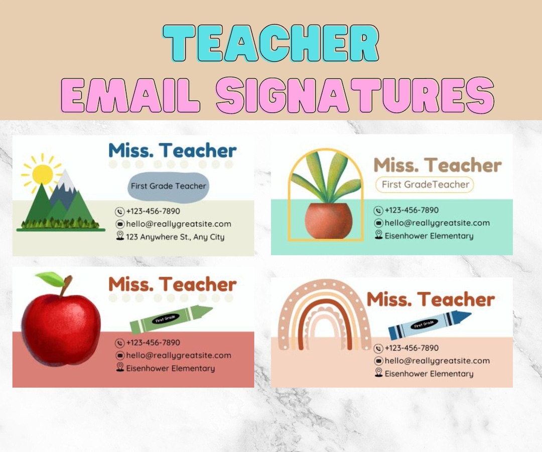Teacher Email Signatures, Email Template for Teachers, Email Signature ...