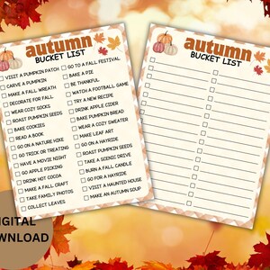 Fall Bucket List Printable: Autumn Activities Checklist (editable PDF ...