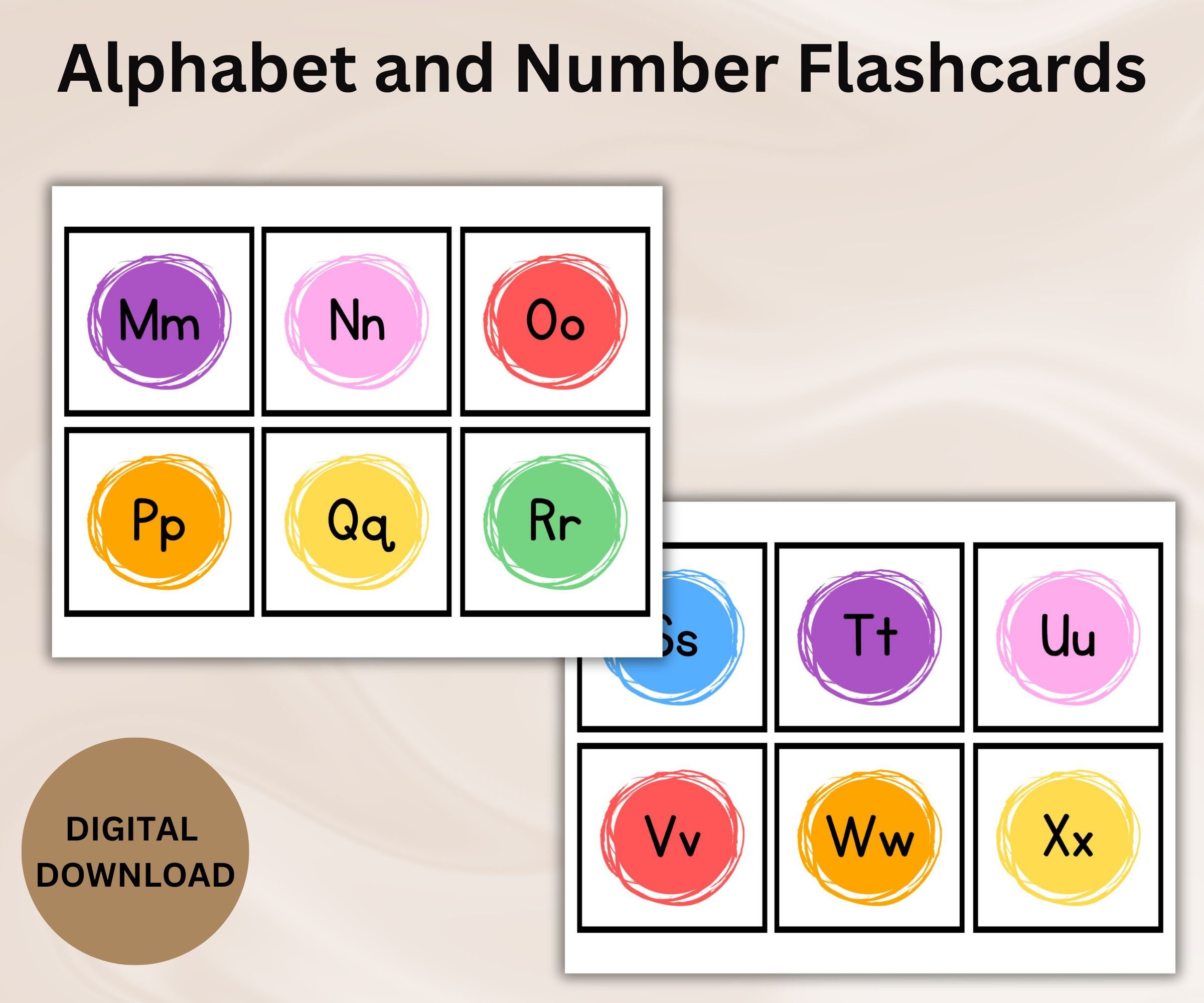 Printable Alphabet & Number Flashcards for Toddlers (digital Download ...