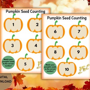 Pumpkin Seed Counting Game: Fall Homeschool Activity (digital Download ...