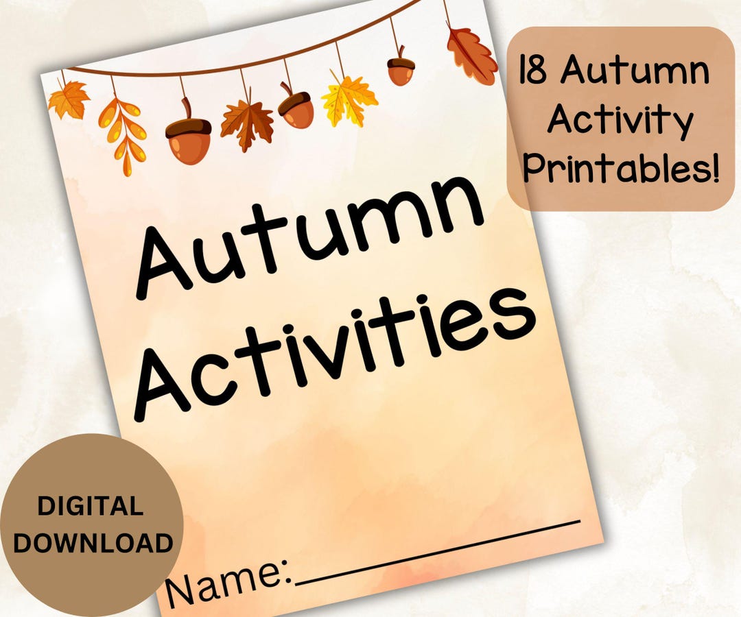 Autumn Activity Book: Preschool Printable Worksheets (digital Download ...