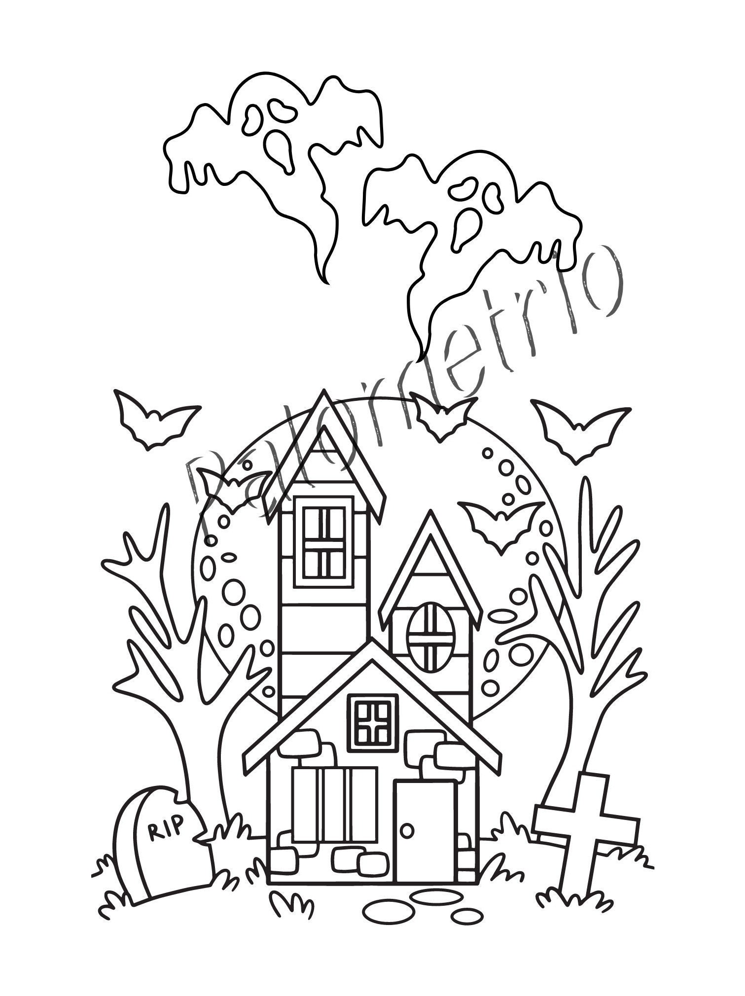 Halloween Digital Coloring Pages to Print at Home - Etsy
