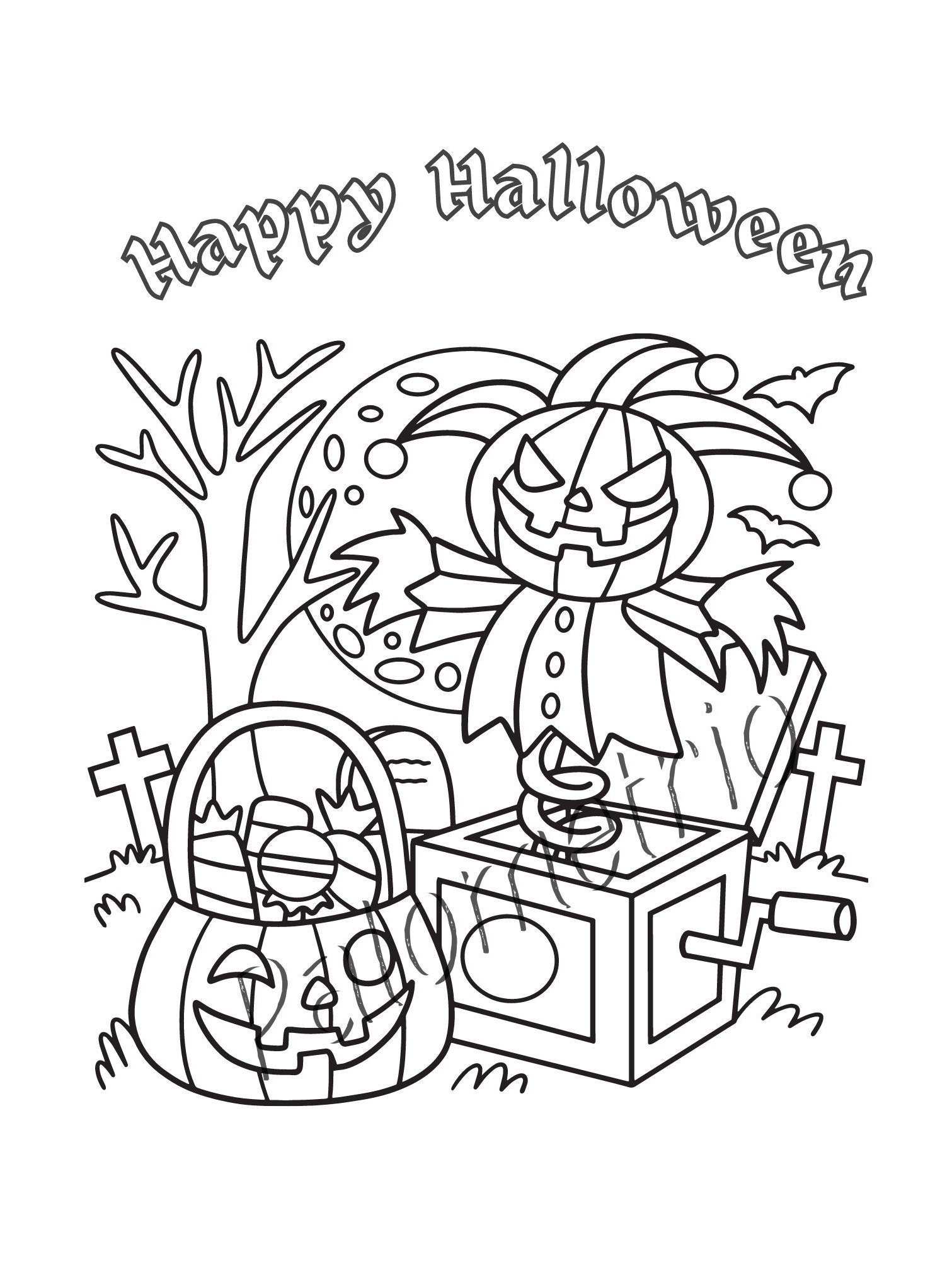 Halloween Digital Coloring Pages to Print at Home - Etsy