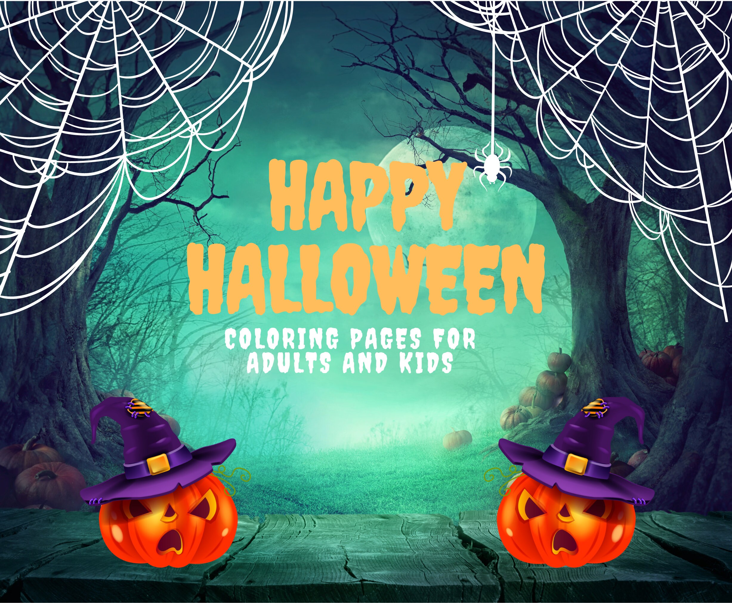 Halloween Digital Coloring Pages to Print at Home - Etsy