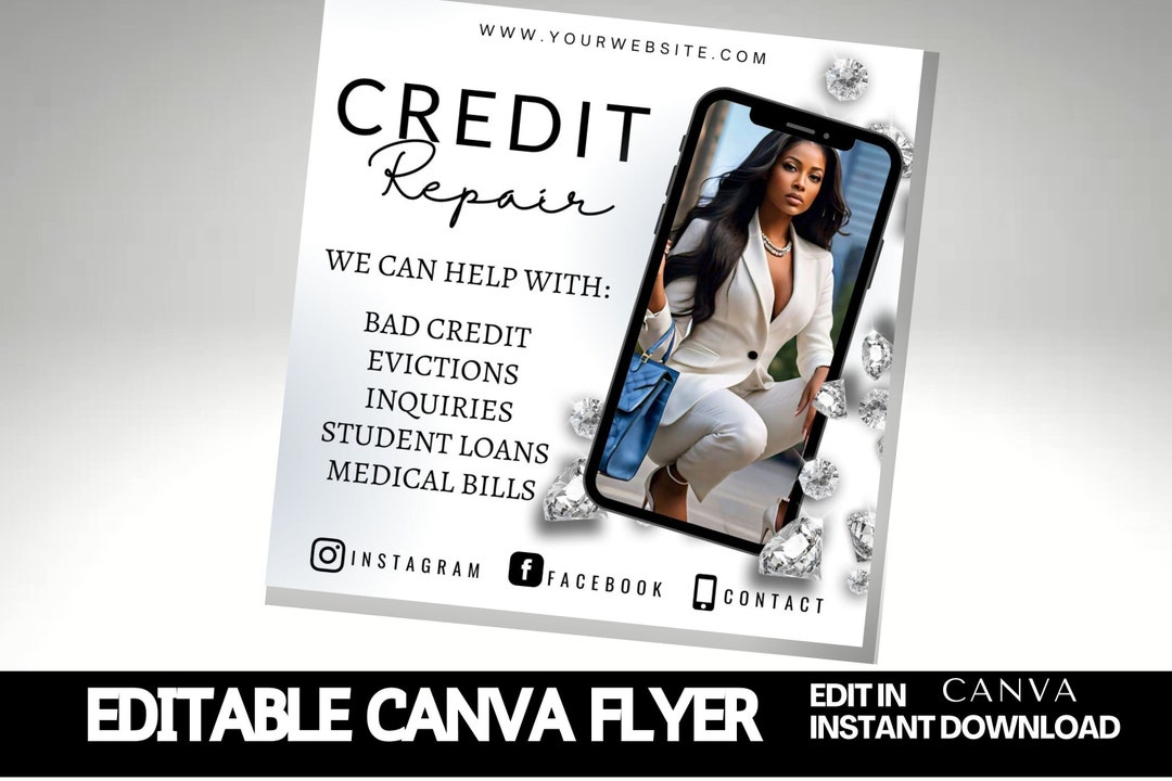 Credit Repair, Credit Flyer, Flyer, DIY Flyer, DIY Template, Credit ...