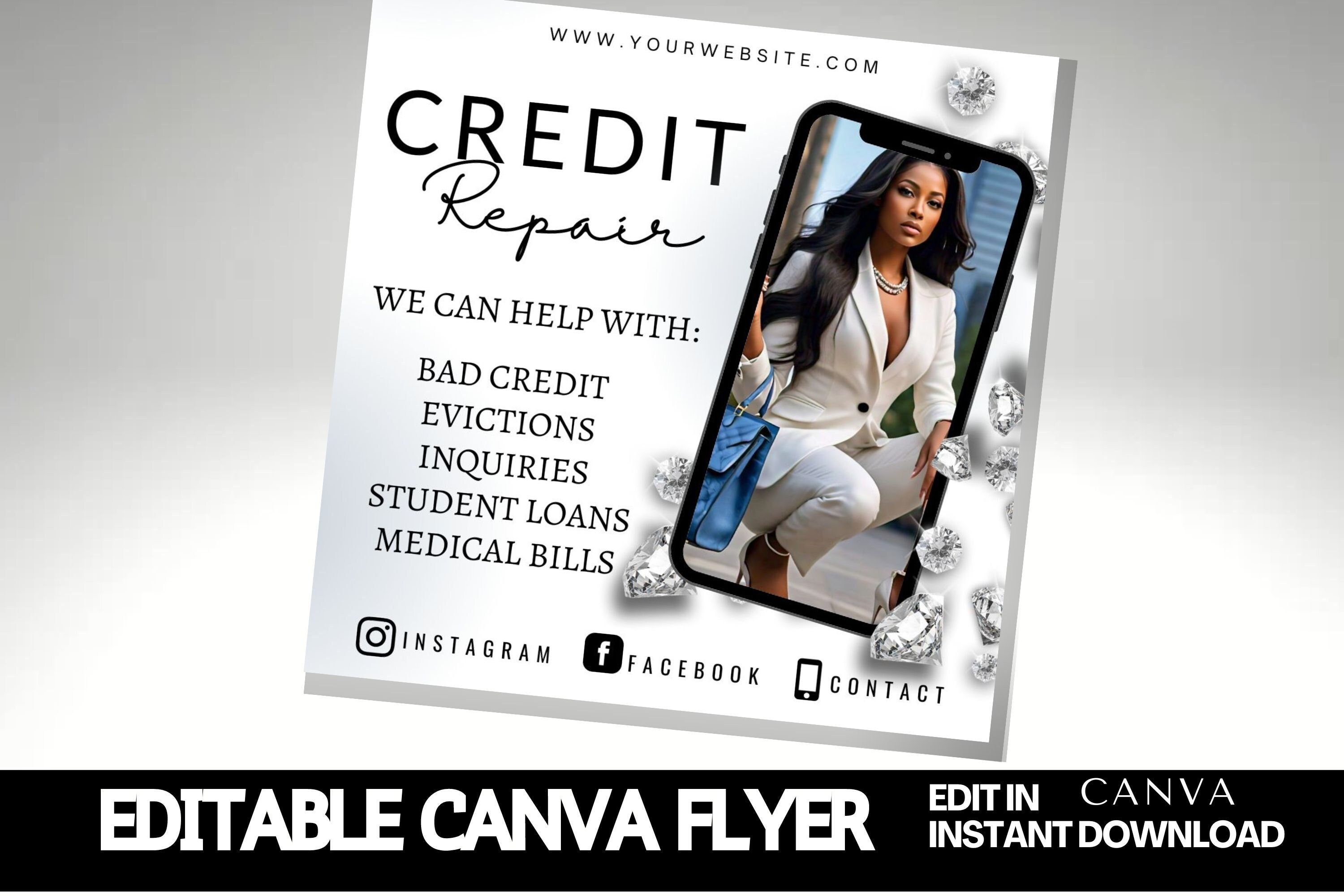 Credit Repair, Credit Flyer, Flyer, DIY Flyer, DIY Template, Credit ...